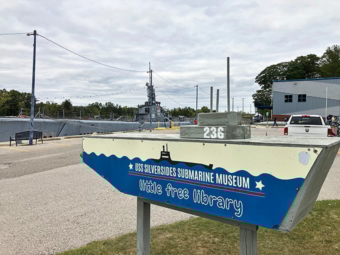 Even the Little Free Library gets the submarine treatment &ndash; sharing stories in a vessel that has quite a tale of its own.