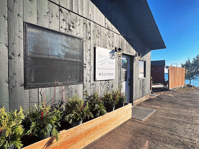 The rustic welcome center stands ready to introduce visitors to the art of proper sweating, Finnish style.