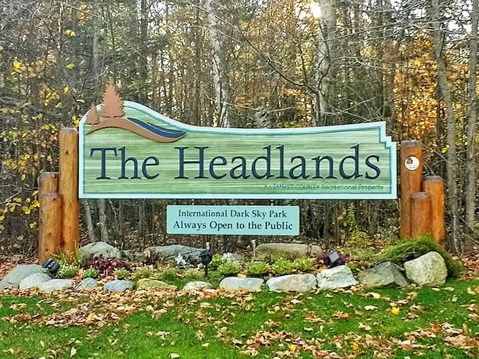 The welcoming sign announces you've arrived at one of the world's rare dark sky sanctuaries, where the universe awaits your gaze.