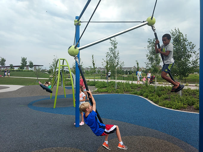 Swings offer a different kind of gliding experience, one that doesn't require skates or the ability to stay upright on a slippery surface.