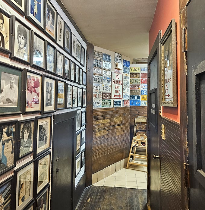 This hallway isn't just decorated&mdash;it's curated with decades of memories, license plates, and photographs that tell stories you wish you knew.