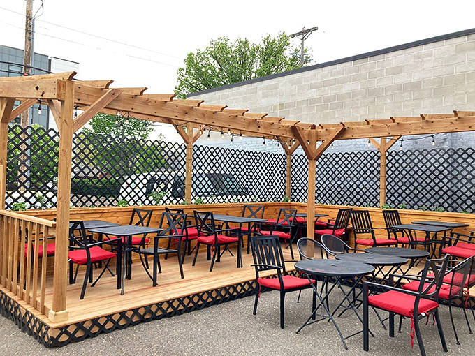 When Minnesota weather permits, the charming patio offers al fresco dining under string lights, the perfect setting for savoring both food and summer.