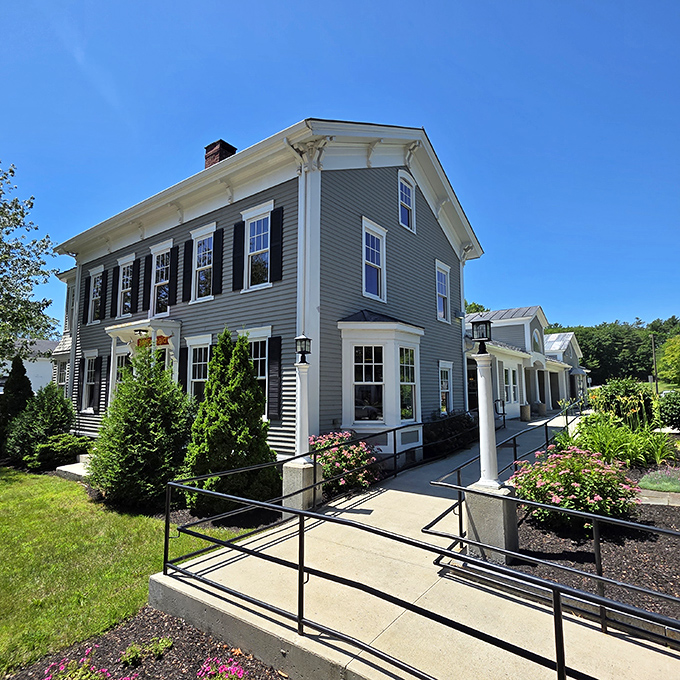 A mansion with a mission: This wide-angle view showcases how perfectly the McDonald's blends into Freeport's charming historical streetscape.