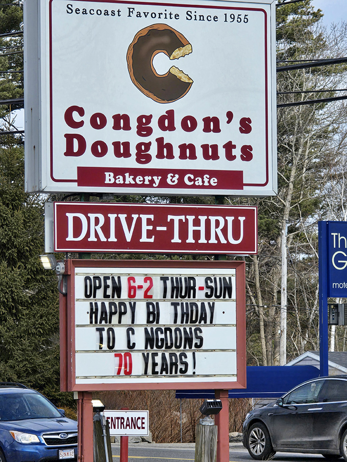 The roadside sign announcing Congdon's 70th birthday&mdash;seven decades of donut perfection is certainly something to celebrate.