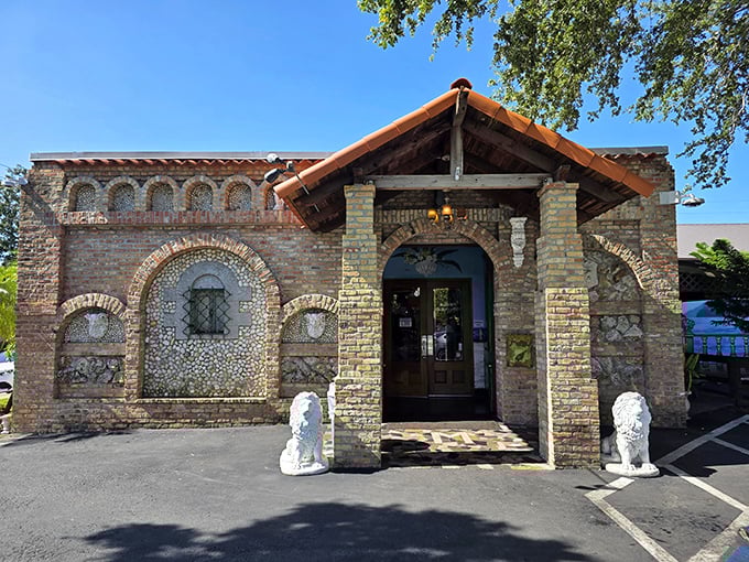 Not just a storefront &ndash; a portal to Italy! Those stone arches and wooden beams are practically whispering "abandon diet, all ye who enter here."