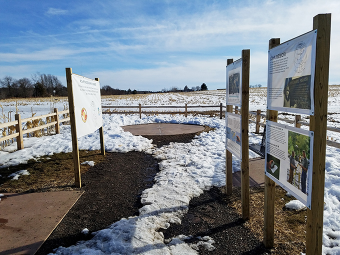 Even winter can't diminish the significance of this spot, where snow just makes the coordinates look more dramatic.