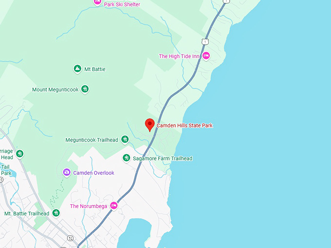 16. camden hills state park map