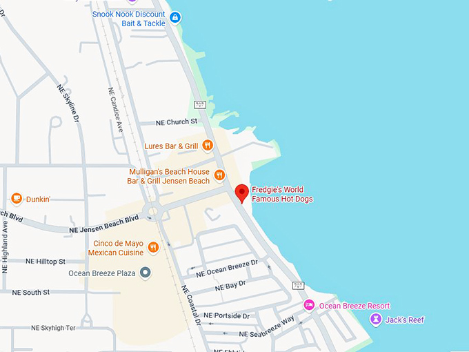 16. fredgie's world famous hot dogs map.