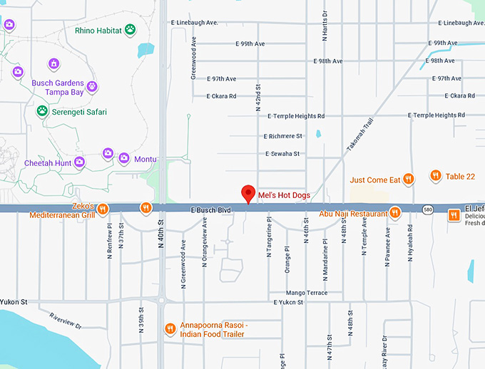 16. mel's hot dogs map