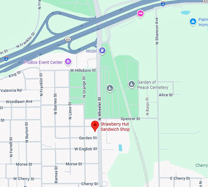 16. strawberry hut sandwich shop map