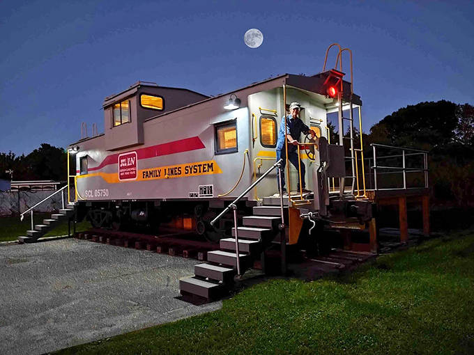 Step back in time under a full moon at our beautifully restored Family Lines System caboose in sunny Florida.