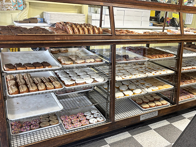 Donut paradise awaits! Bloedow's glass cases showcase an irresistible array of glazed, frosted, and sprinkled treasures that have kept Winona residents smiling since 1924.