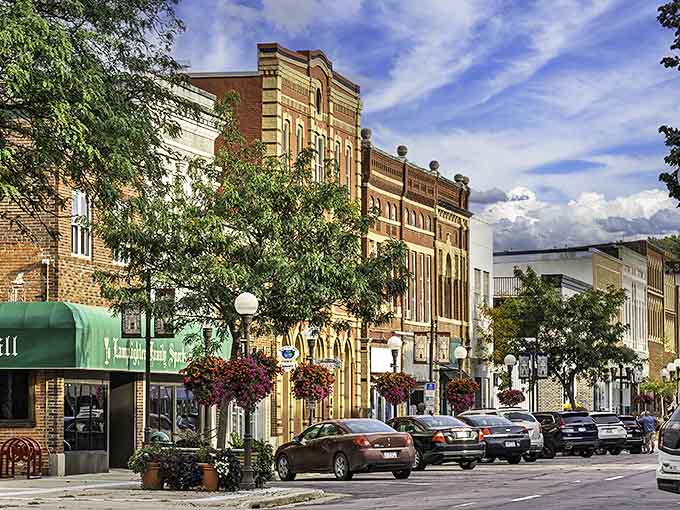Stroll down Minnesota Street where hanging flower baskets and preserved architecture transport you to a simpler time with German flair.
