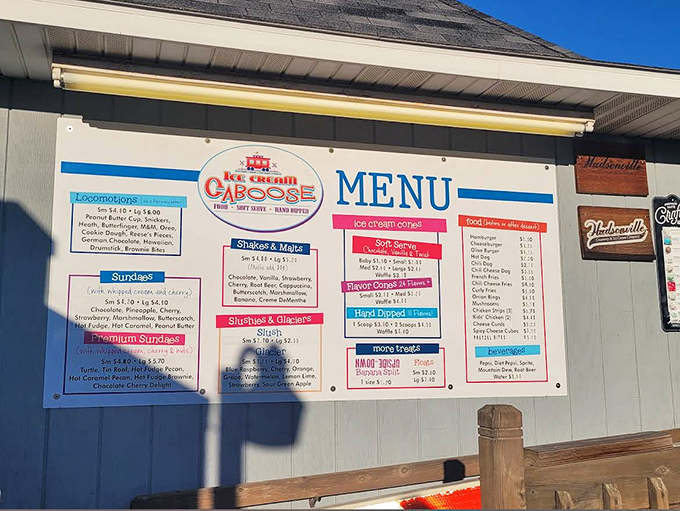 Menu madness! Choosing your frozen fate at the Caboose is like being a kid in a candy store – if that store were on wheels.