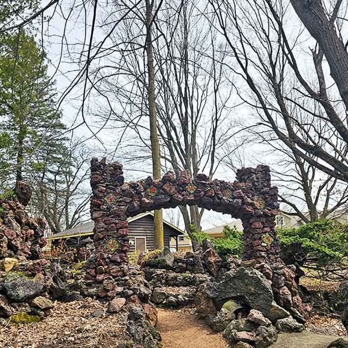 This stone archway stands as a testament to craftsmanship and patience, each rock finding its perfect place without modern mortar.