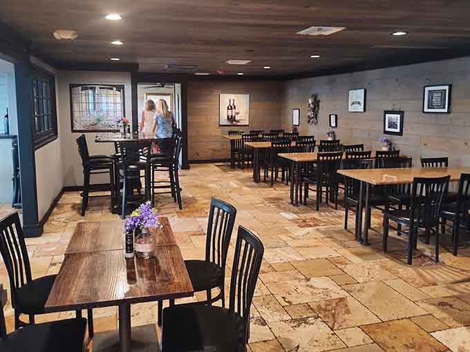 Inside, the dining room strikes that perfect balance between historic charm and modern comfort, where you can relax without worrying about using the wrong fork.