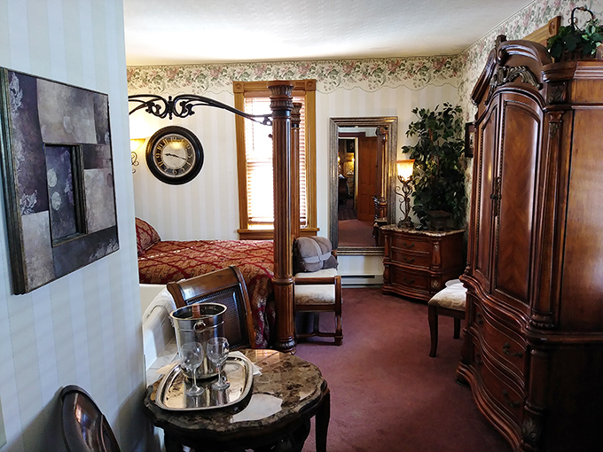 Sleep like royalty in a room where the furniture is fancier than anything in your actual house, and possibly haunted.