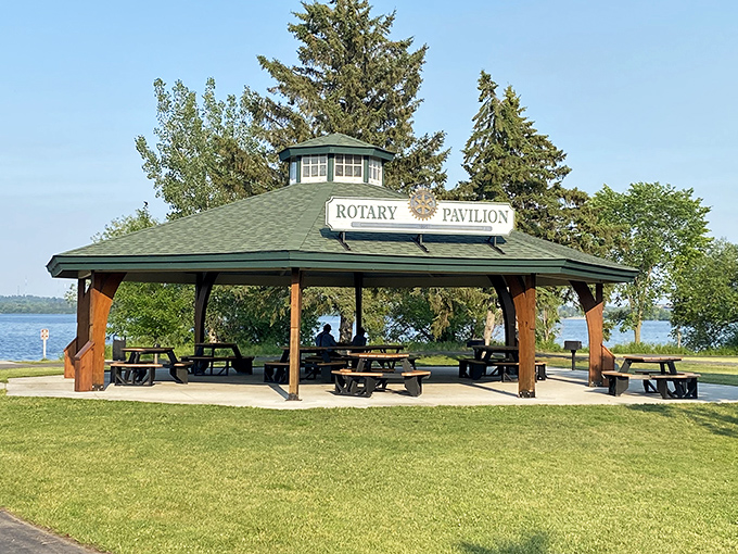 The Rotary Pavilion offers shelter from summer sun or surprise showers, a gathering spot where community happens naturally.