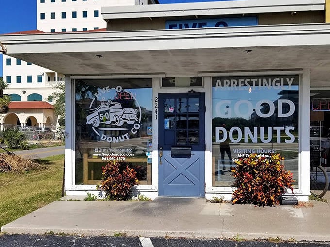 Five-O's storefront proudly announces "Arrestingly Good Donuts" &ndash; a claim that's proven true with every bite of their handcrafted creations.