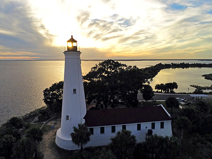 St. Marks Lighthouse watches over marshlands where nature puts on a daily show of eagles, gators, and spectacular sunsets.