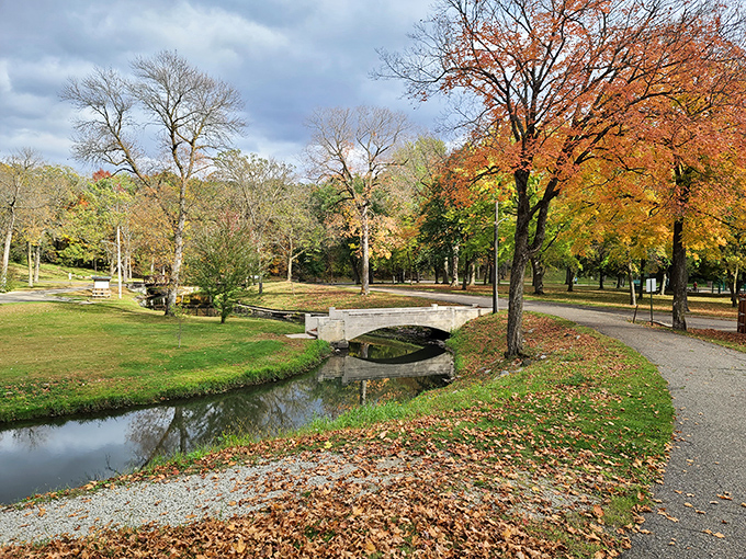 Fall transforms Owatonna's landscape into a painter's dream &ndash; those bridge reflections in the water look like Mother Nature showing off.