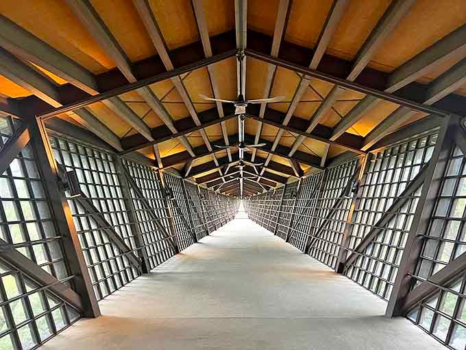 The Infinity Room stretches 218 feet into thin air, a glass-walled hallway that makes you feel like you're walking on clouds.