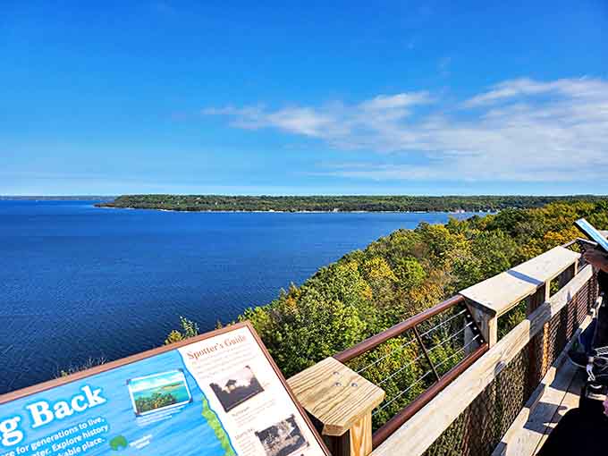 Educational displays help you identify what you're seeing, because "pretty blue thing over there" only gets you so far in conversation.