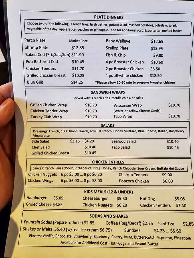 The menu reveals Wisconsin's greatest hits, from butter burgers to broasted chicken, all at prices that won't hurt.