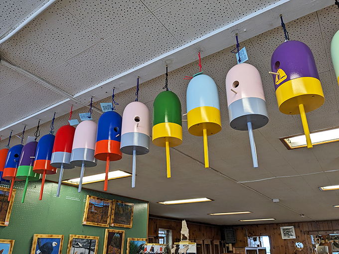 These aren't just birdhouses &ndash; they're colorful pieces of Maine maritime heritage reimagined as functional art by skilled hands.