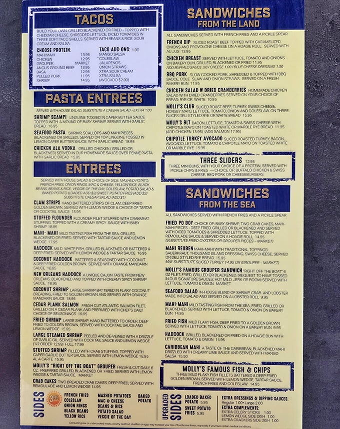 This menu isn't just a list of options&mdash;it's a maritime roadmap to deliciousness where indecision is the only real problem you'll face.