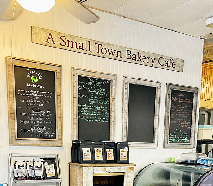 Chalkboard menus showcase daily offerings from breakfast sandwiches to homemade pizzas &ndash; each item written by hand, just like the recipes they follow.