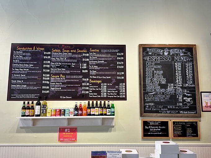 The menu board reads like poetry for hungry travelers &ndash; a delicious sonnet of sandwiches, salads, and espresso drinks that pair perfectly with their legendary pies.