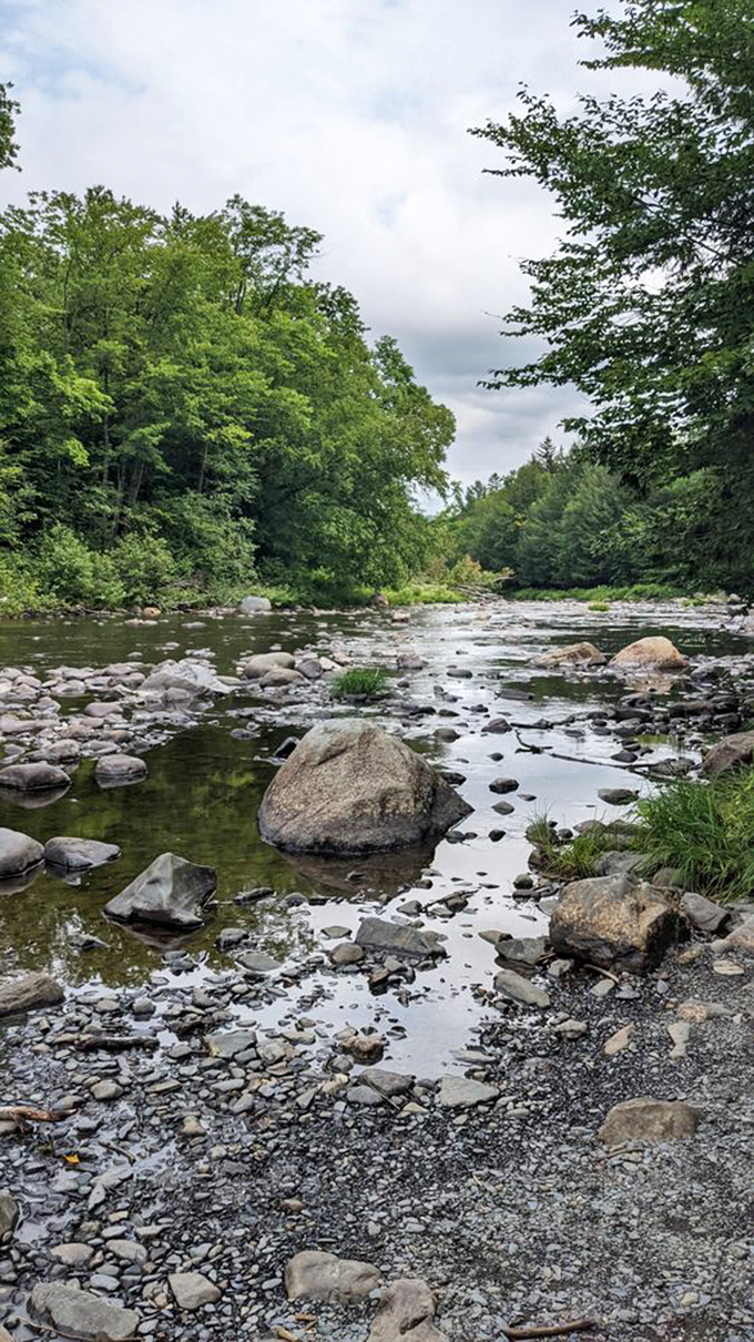 The Pleasant River meanders peacefully before transforming into the powerful sculptor that carved Maine's most impressive gorge over millennia.