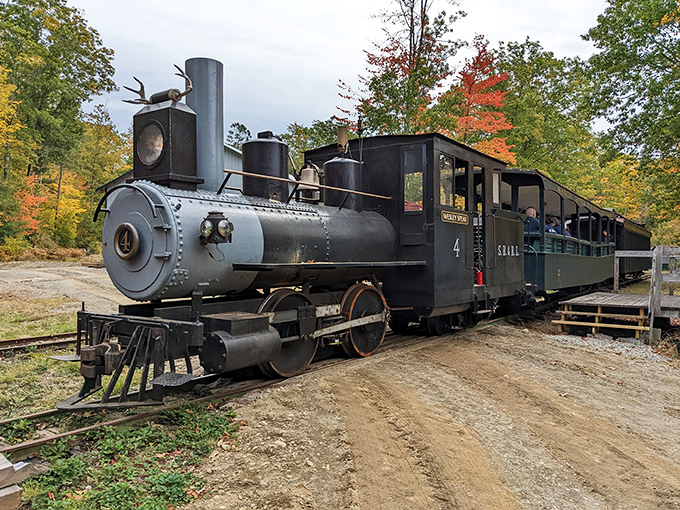 Engine No. 4 stands proudly at the station, its polished black exterior and gleaming hardware showcasing the meticulous restoration work of dedicated volunteers.