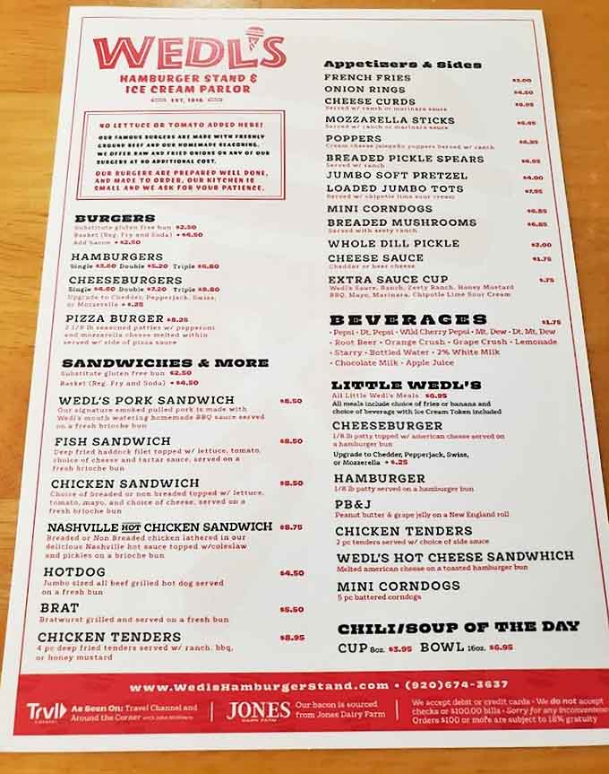 3. wedl's hamburger stand & ice cream parlor menu