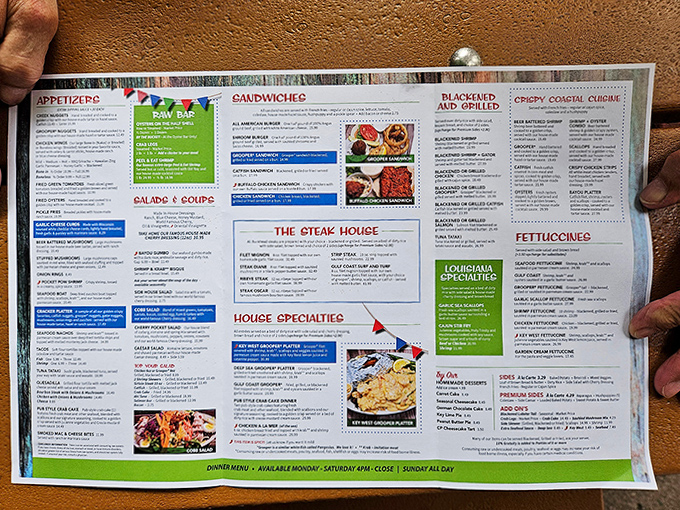 Cherry Pocket's menu is a treasure map of culinary delights, from fresh seafood to hearty steaks, with enough options to satisfy any craving.