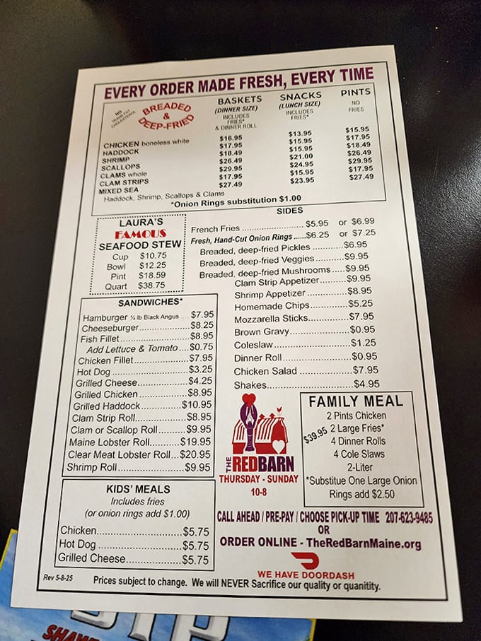 A roadmap to seafood nirvana, this menu doesn't just list food—it catalogs decades of Maine culinary tradition.