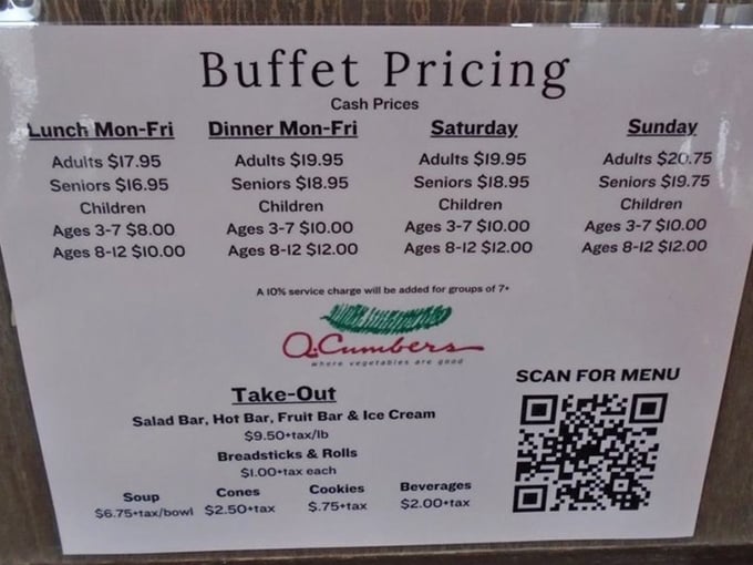 The pricing board reveals the affordable luxury of Q. Cumbers &ndash; where else can you sample dozens of dishes for less than the cost of a single entr&eacute;e elsewhere?