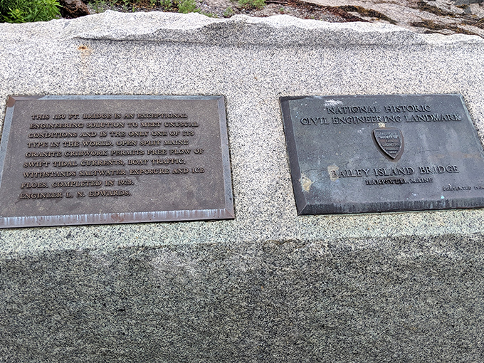 Historic plaques tell the story of engineering triumph&mdash;a bridge that outsmarted the powerful Atlantic tides.
