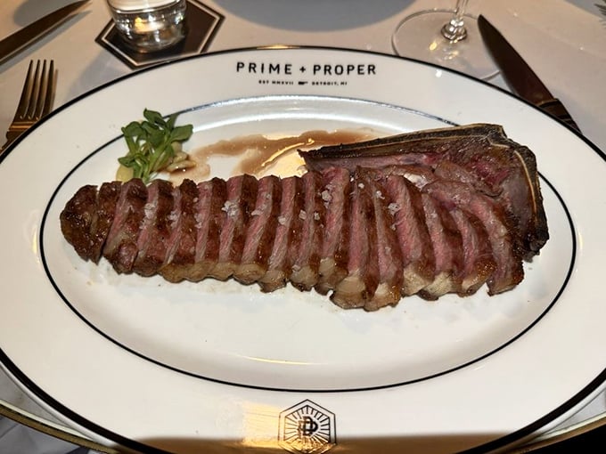 Perfectly sliced to showcase that rosy interior, this isn't just steak &ndash; it's beef elevated to art form.