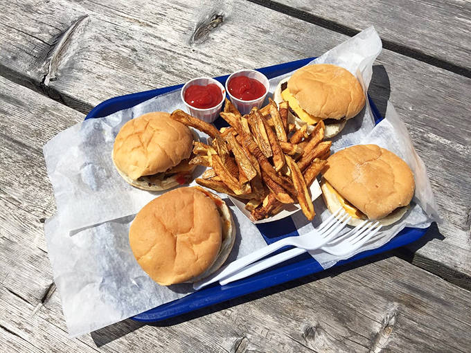 These aren't "artisanal sliders" or "gourmet mini-burgers." They're just perfect cheeseburgers with hand-cut fries that make fast food chains weep.