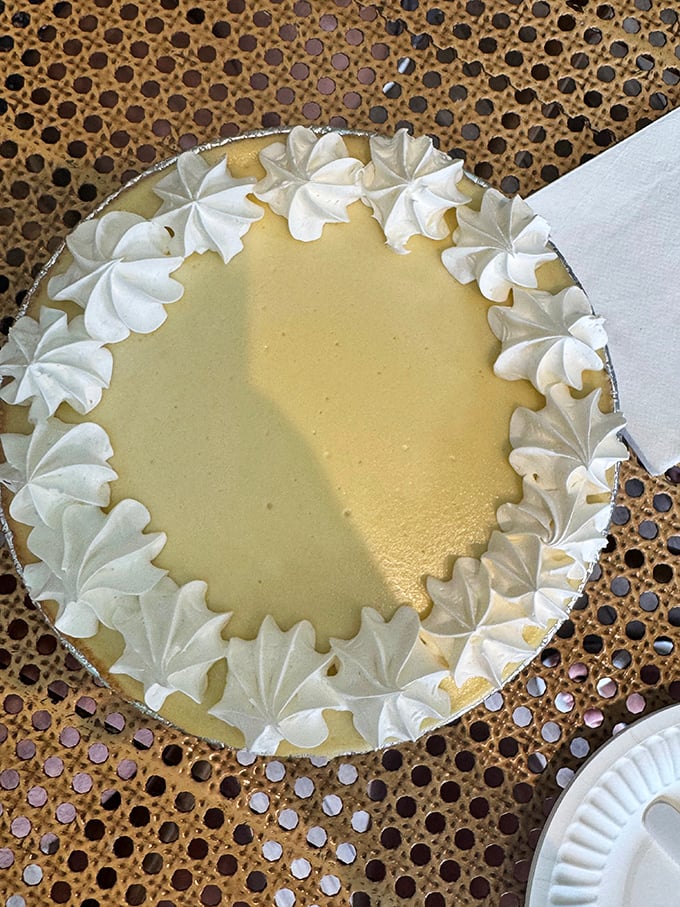 The star of the show &ndash; a perfect circle of tangy-sweet heaven bordered by delicate whipped cream peaks that beg for your fork.