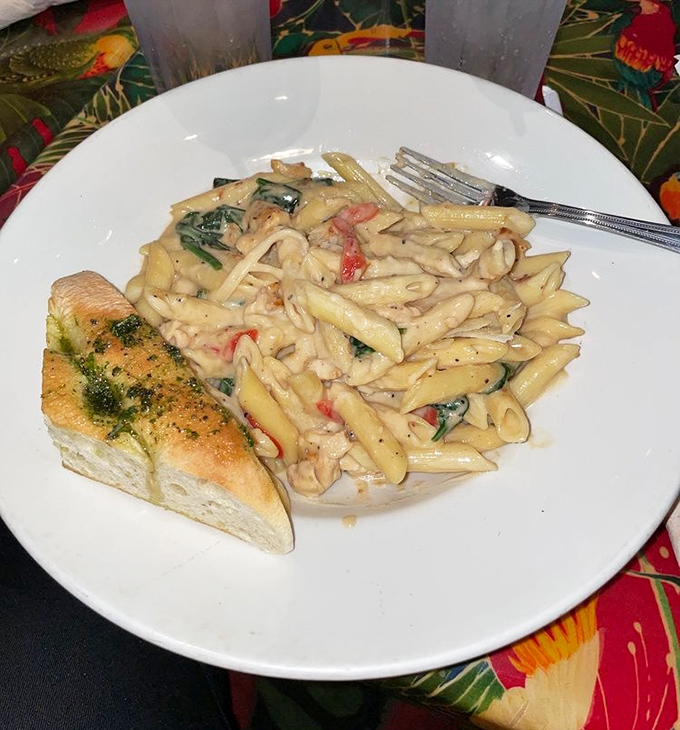 The Rasta Pasta brings Caribbean flair to your table , creamy, colorful, and just exotic enough to feel special.