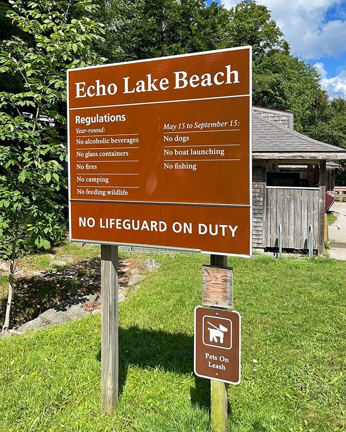 The informative entrance sign welcomes visitors, laying out the ground rules for preserving this natural paradise.