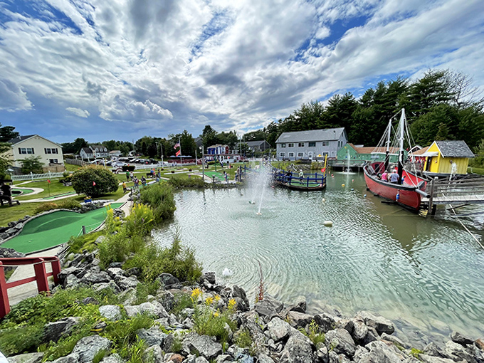Saco's whimsical mini-golf paradise &ndash; where families battle for bragging rights amid fountains and nautical-themed obstacles.