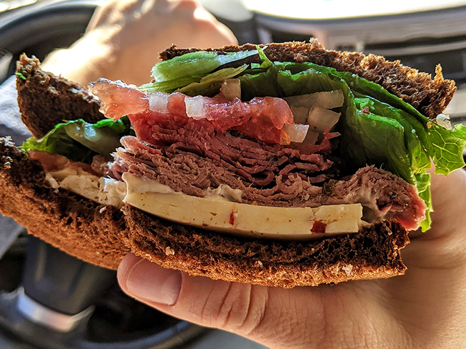 The St. Paul Special in all its glory &ndash; roast beef and Swiss stacked so perfectly it deserves its own ZIP code.