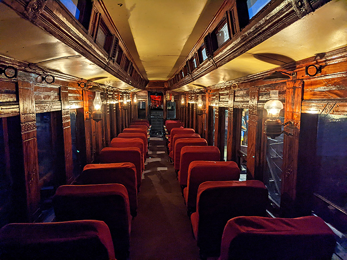 Step inside a bygone era where rich wooden paneling and plush red seats invite passengers to experience travel as it was meant to be&mdash;comfortable and civilized.