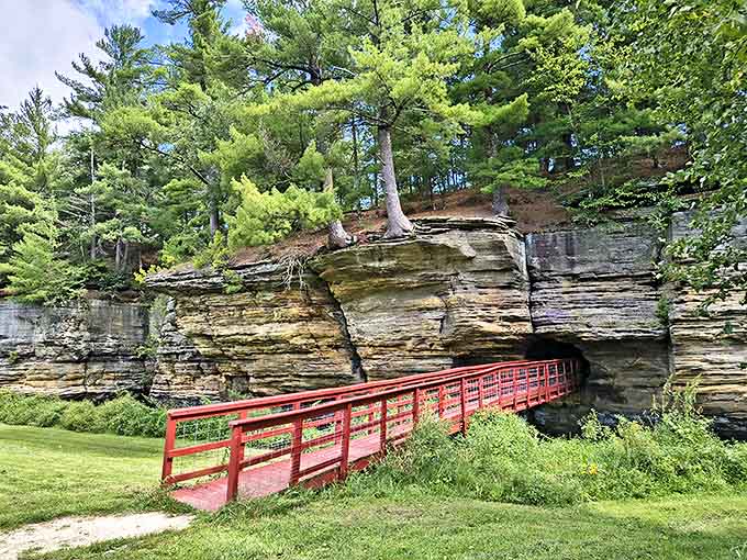 Where earth meets art: stratified sandstone creates nature's sculpture garden, no admission fee required.