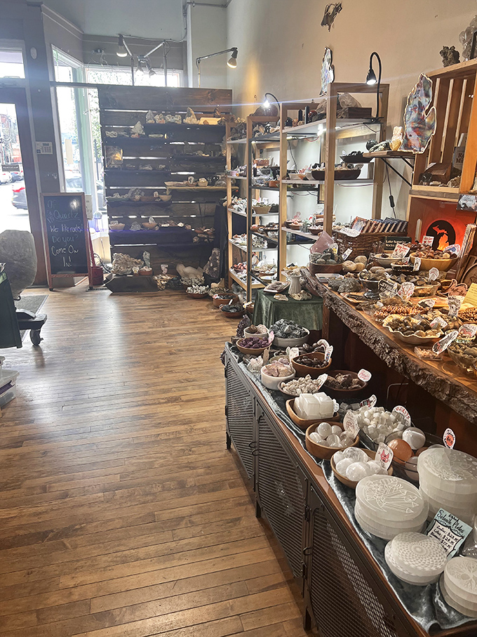 World of Rocks dazzles with shelves of geological treasures &ndash; from sparkling geodes to fossilized remnants of ancient worlds.