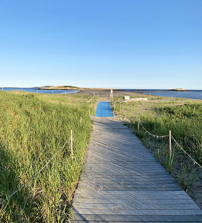 Wooden pathways wind through protective dunes, inviting exploration while preserving the fragile coastal ecosystem beneath your feet.
